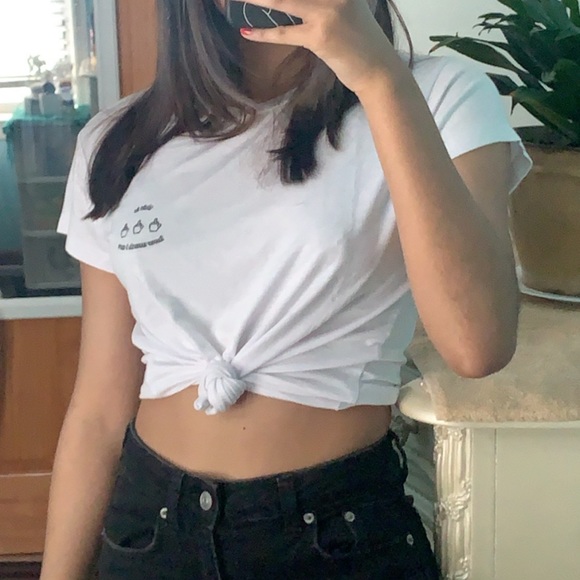 La Hearts | Tops | Middle Finger Graphic White Tee | Poshmark